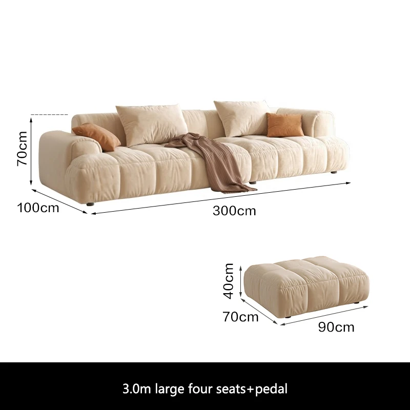 Maxky Cream Wind Fabric Sofa - Light Luxury & Modern Design