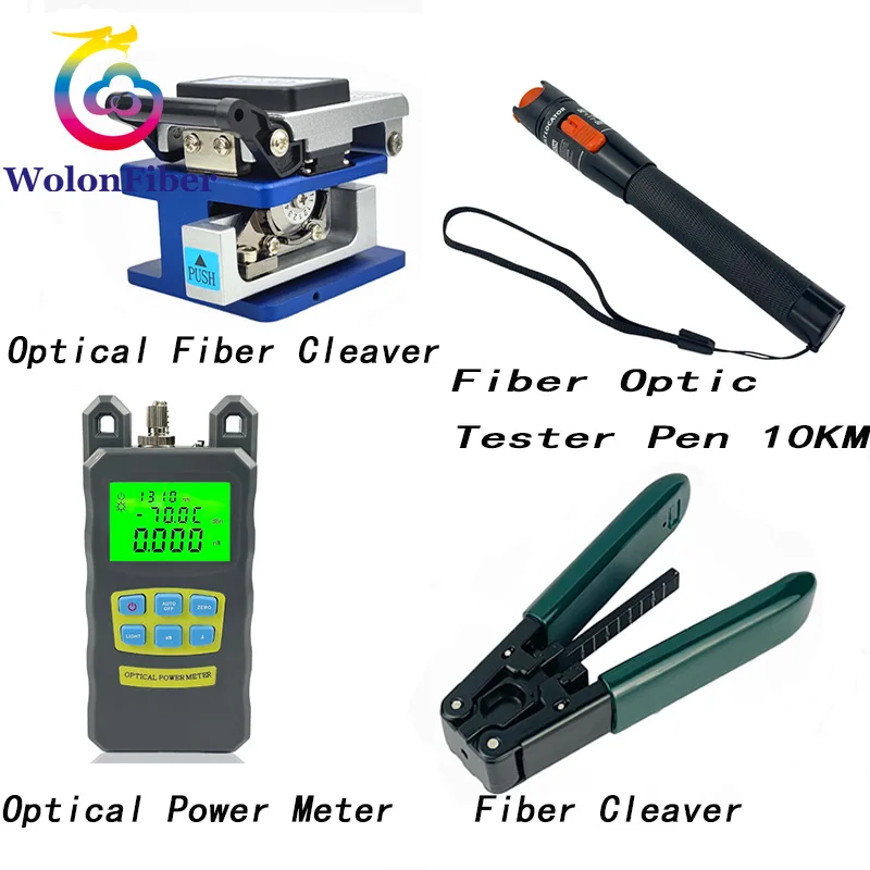 12 Pcs Ftth Fiber Optic Tools Kit With Fibra Power Meter Visual Fault ...