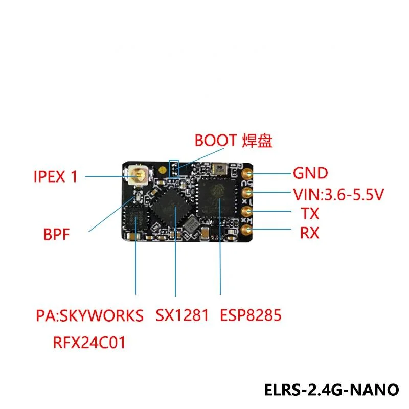 Bayck Elrs 915mhz / 2.4ghz Nano Expresslrs Receiver With T Type Antenna ...