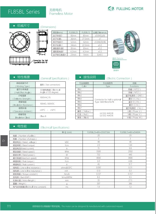 Fl85bl23-48v-3500730a Low Noise High Torque Rohs Frameless Motor In Robot - Buy 85mm Frameless ...