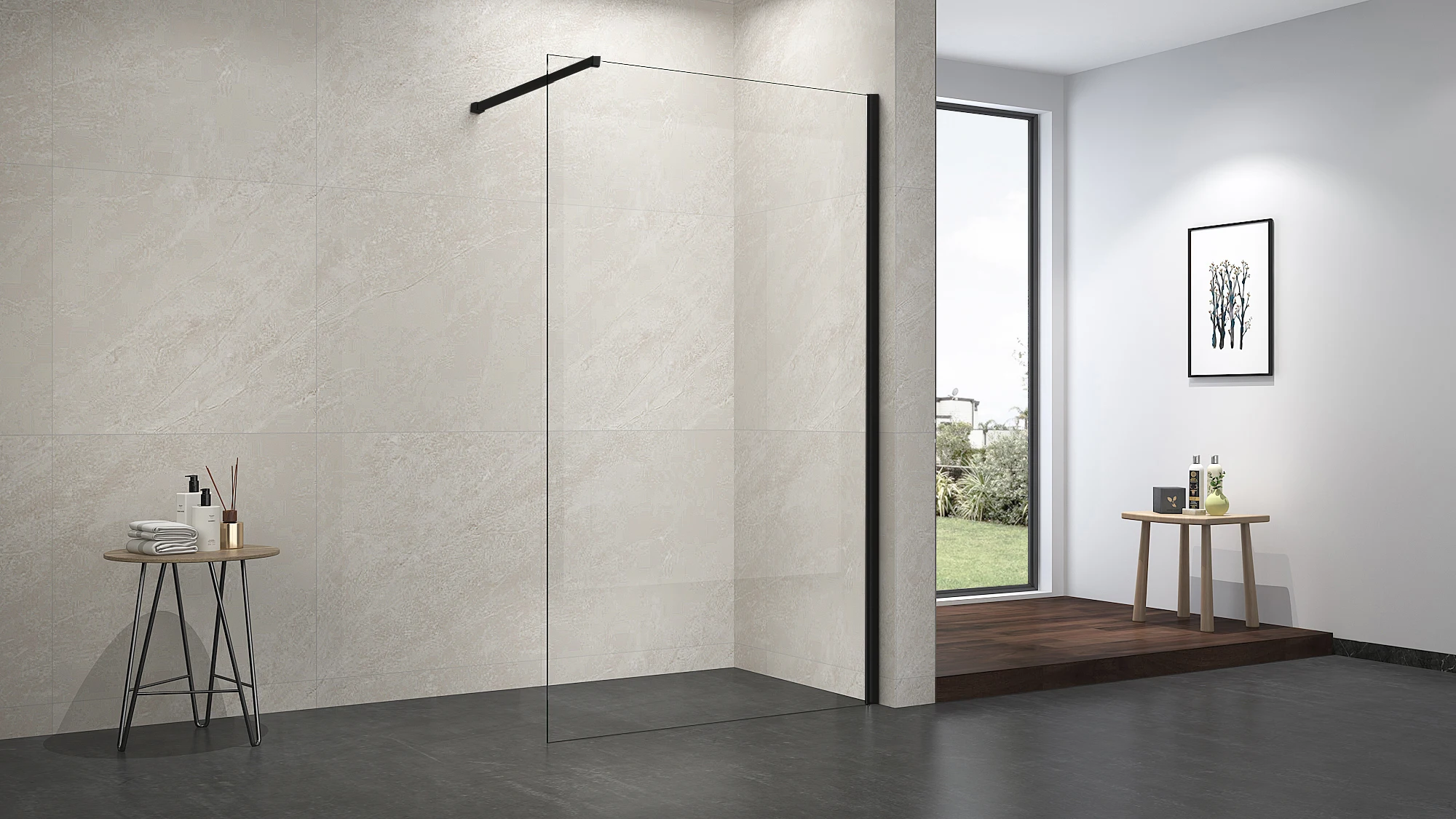 Exceed Frameless Fixed Glass Shower Screen - Walk in Door