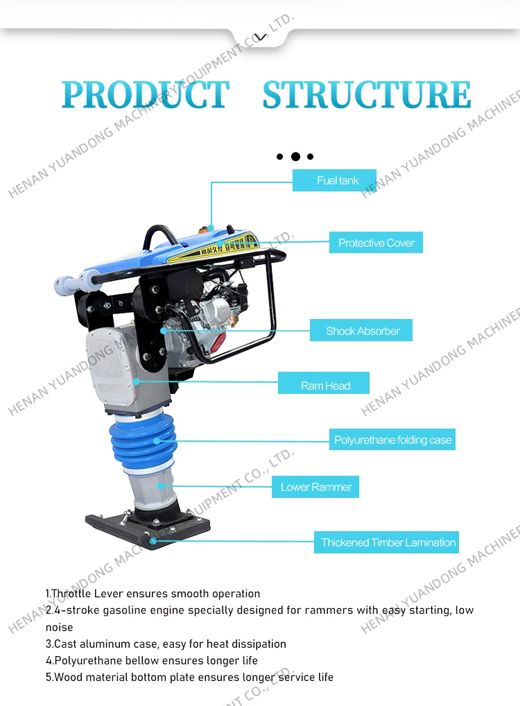 HCD-130 Jumping Hammer Asphalt Pavement Rammer Diesel Foundation Hand ...