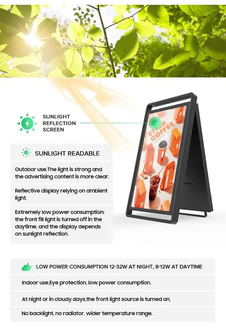 Solar Powered Readable Digital Advertising Display Rechargeable Battery ...