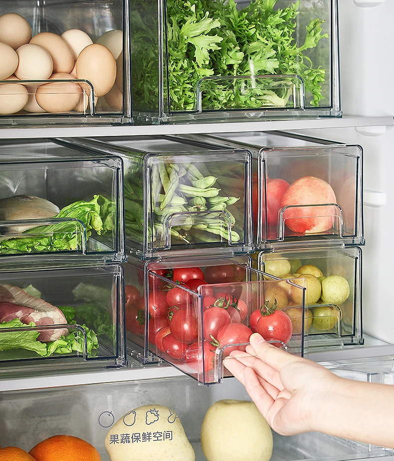 Refrigerator Storage Box Kitchen Food Drawer Food Sorting Box Drawer ...