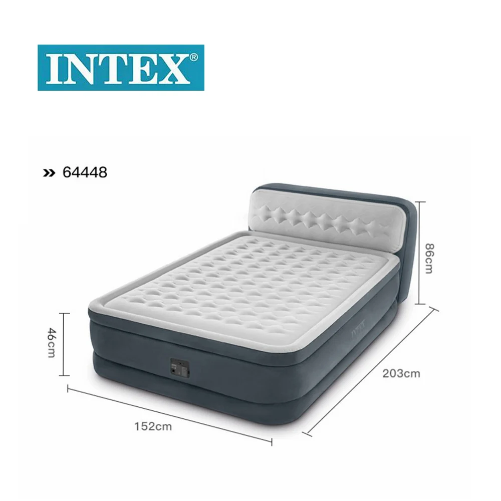 Intex 64448 Queen Dura-beam Series Headboard Airbed Inflatable Air Mattress Built In Pump - Buy ...