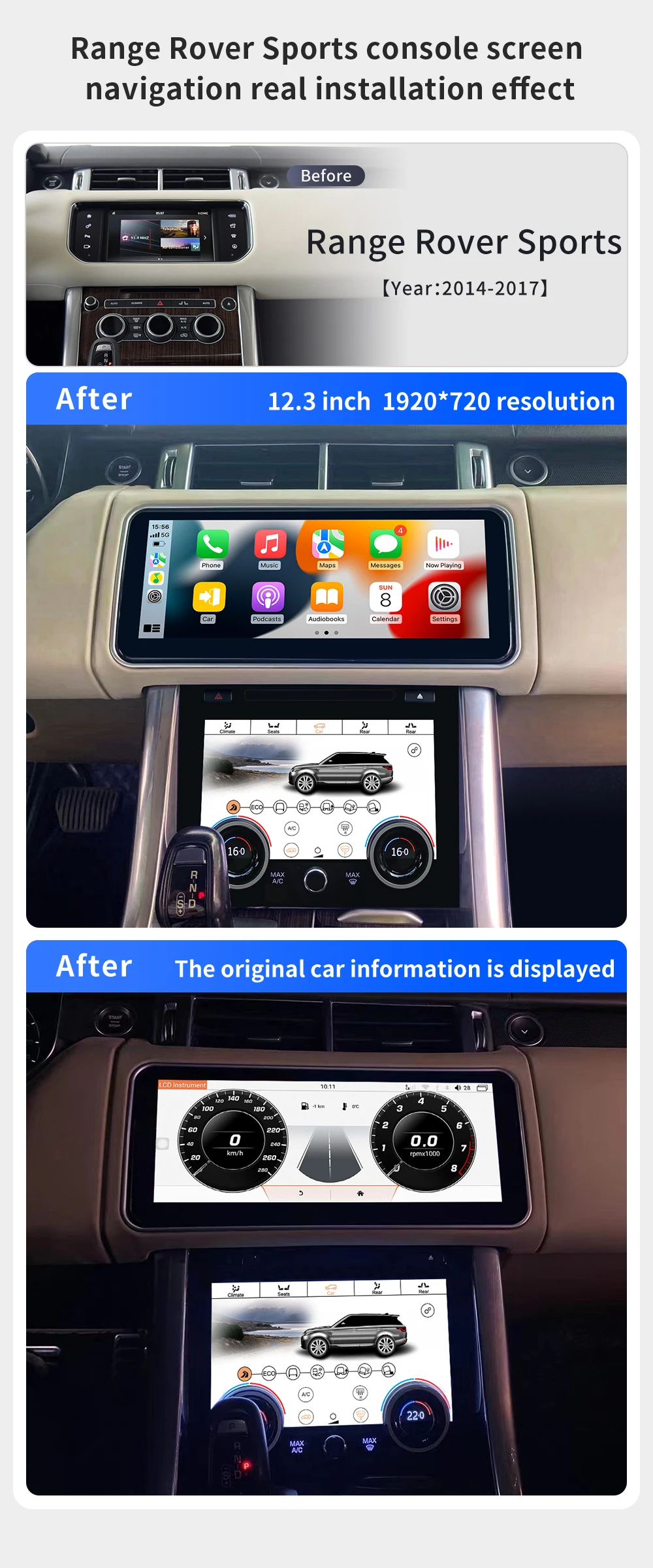 12.3" Car Android Navigation For Land Range Rover Sport L405 2014-2017 ...