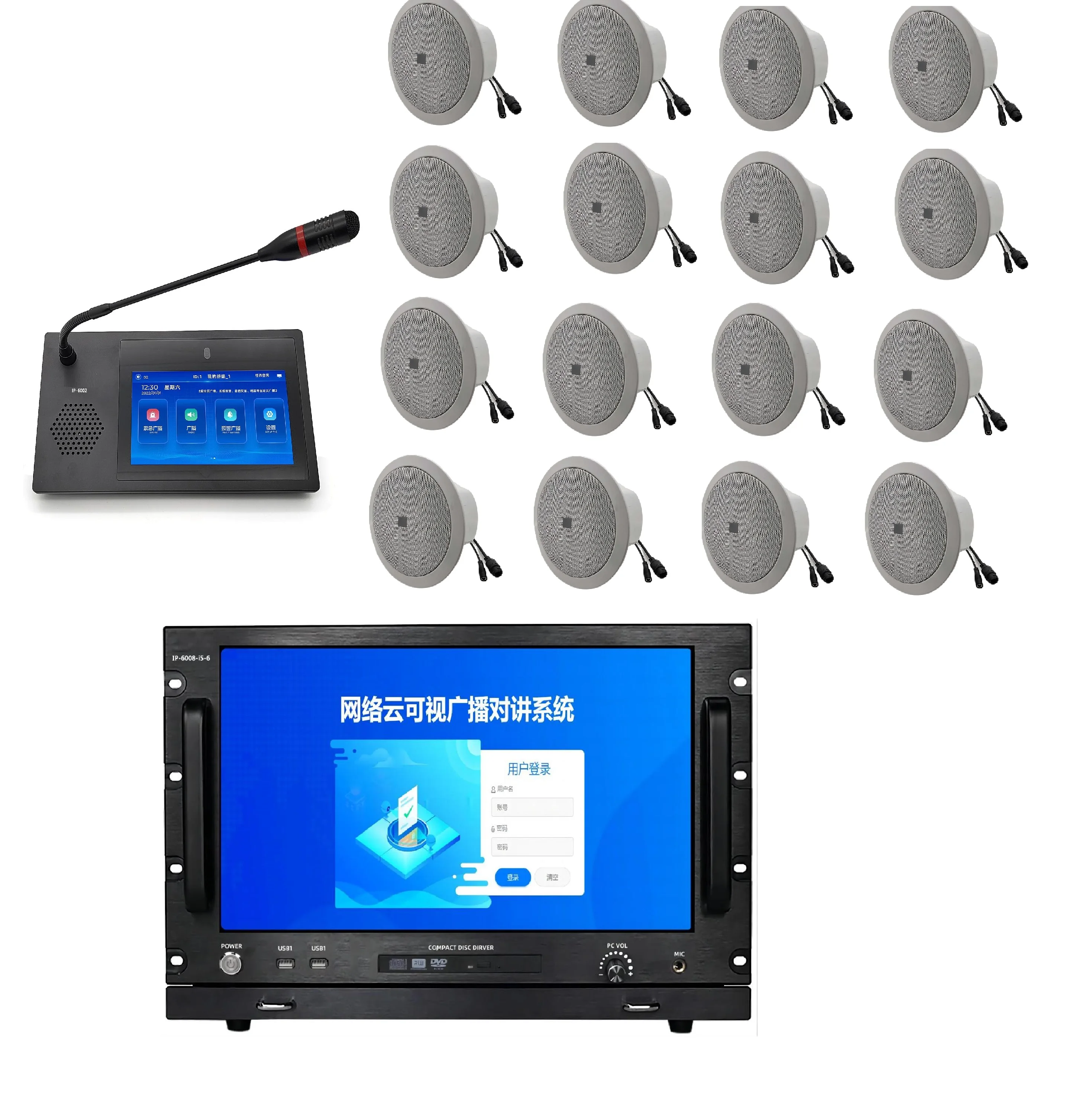 IP SIP Intercom Audio Paging SystemTalk-Back POE Ceiling Speaker Wall ...