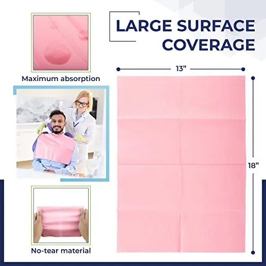 Beauty Disposables Polyback Towel Waterproof Patient Pink Dental Bibs ...