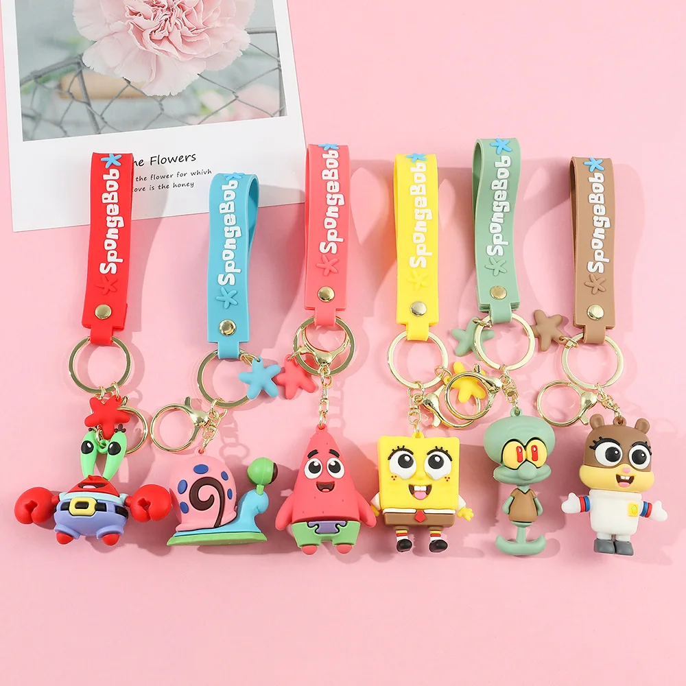 Spongebob Patrick Star Cartoon Kawaii 3d Pvc Anime Keychains Car Bag ...