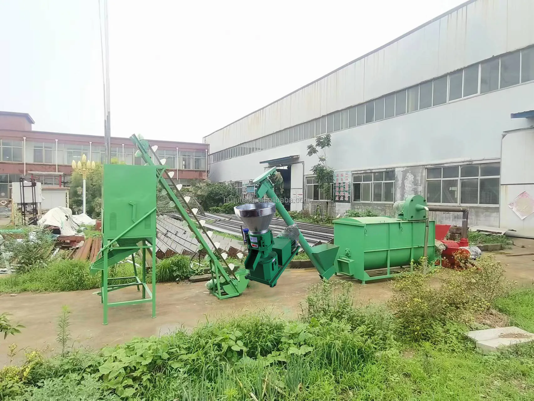 1 Ton/hour Chicken Cow Goat Feed Pellet Making Mixer Crusher Drying ...