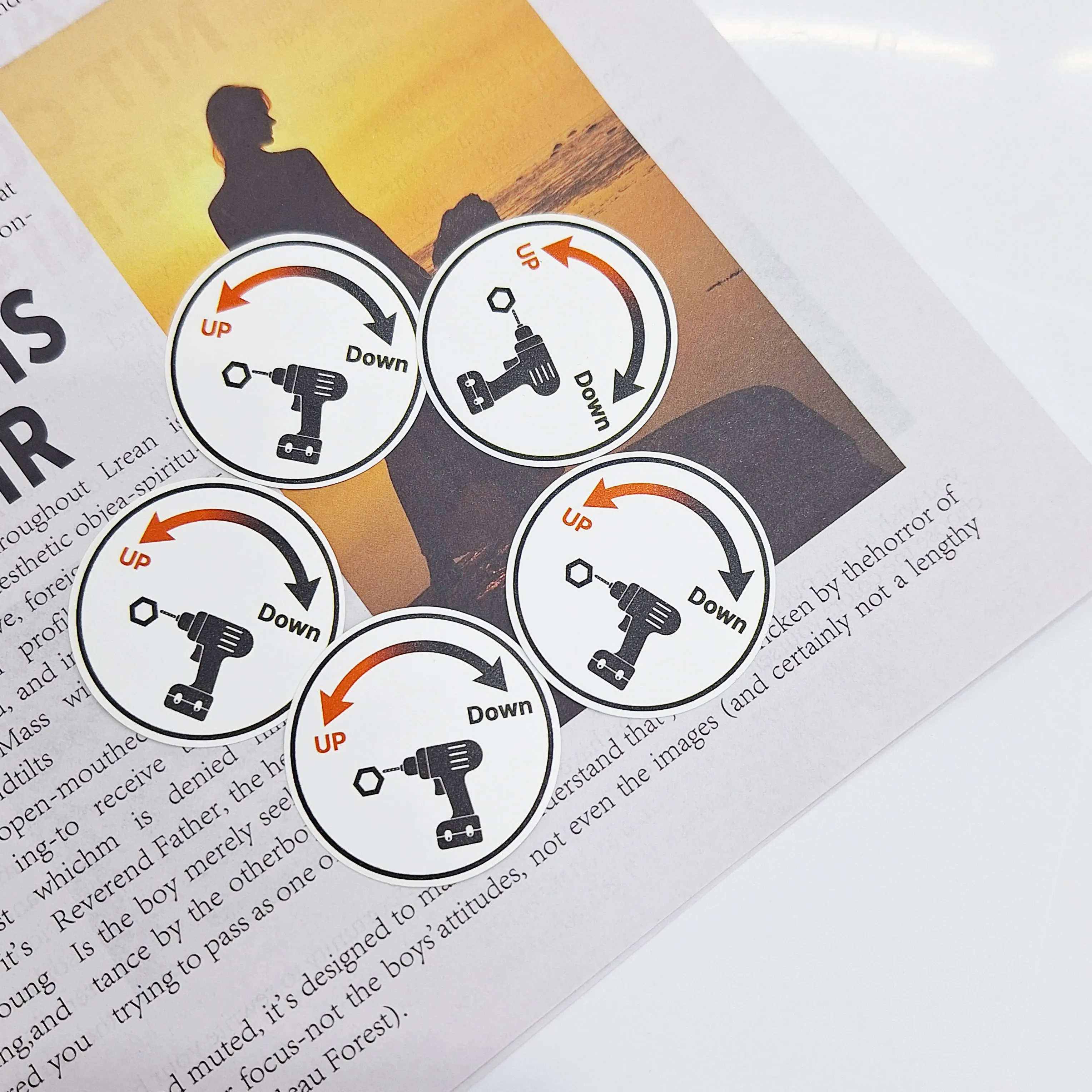 Customizable Round Label Personalized Logo Printed Switch Up/Down ...