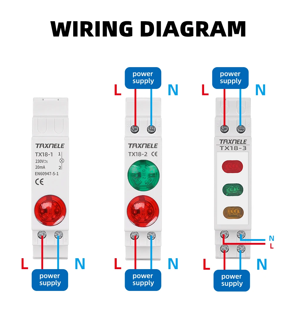 DIN Rail 18mm Indicator Lights - Reliable AC/DC Solutions