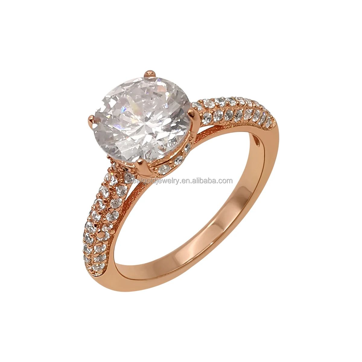 Good Quality Au585 14k Real Yellow Gold Ring Fine Jewelry Zircon Rings ...
