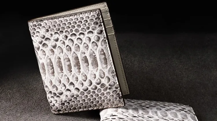 Custom Real Genuine Natural Snake Skin Leather Bifold Short Wallets For ...