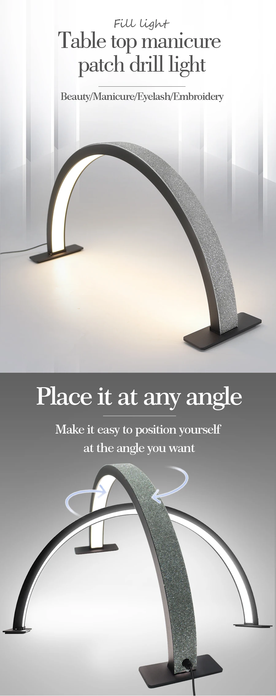 One Piece Half Moon Shape Eyelash Led Beauty Light With Diamond ...