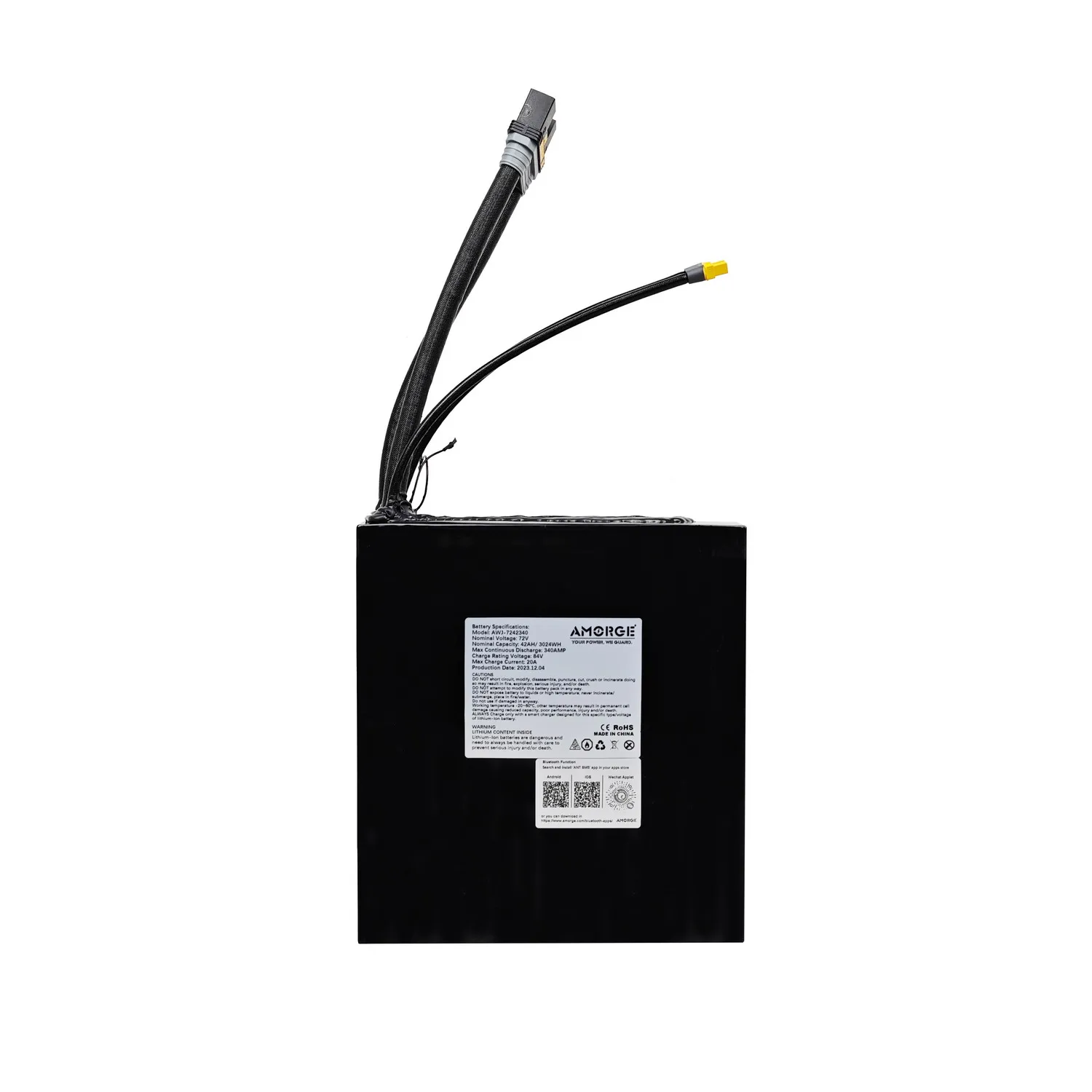 AMORGE 72V 42AH 340AMP Lithium Battery Pack with ANT Bluetooth BMS