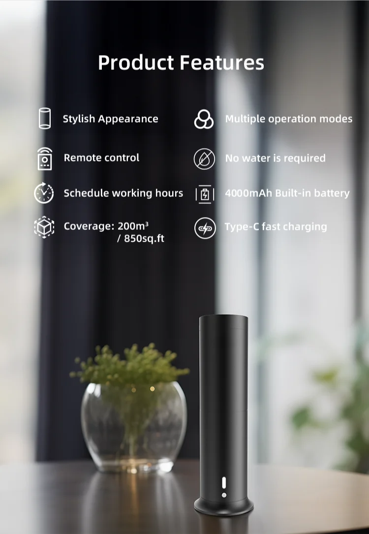 Aluminum Tower Aroma Diffuser Bluetooth Control Essential Oil Scent ...