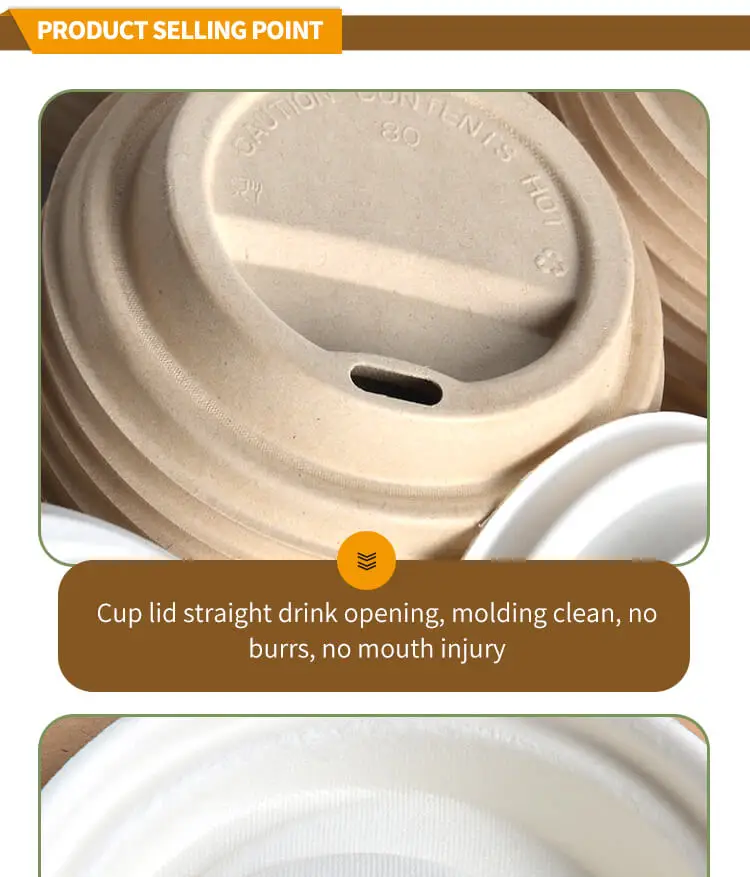 Composable Lid - Biodegradable 80-90mm Pulp Paper Cover