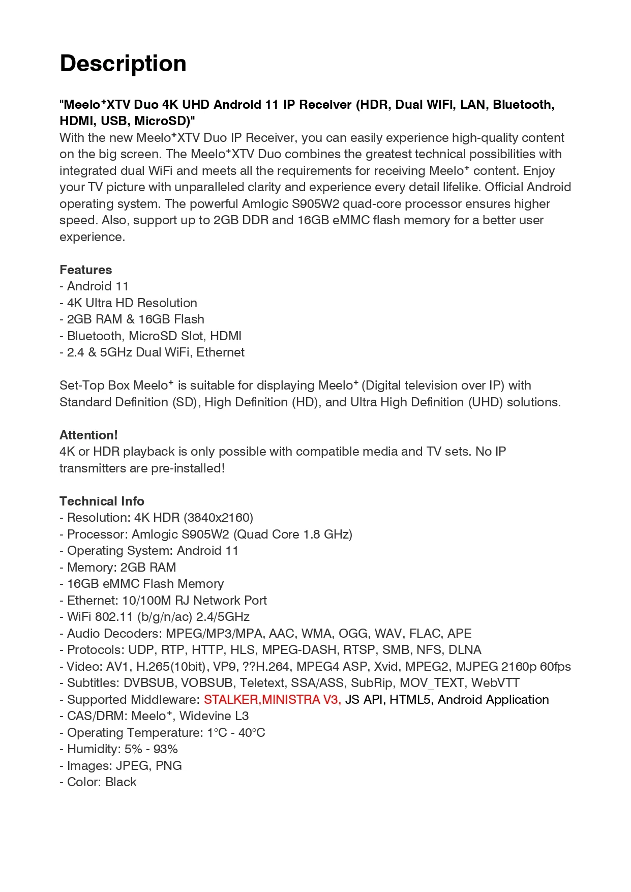 Meelo Xtv Duo The Latest Model Tv Box 4k Player Android 11 2gb Ram 16gb ...