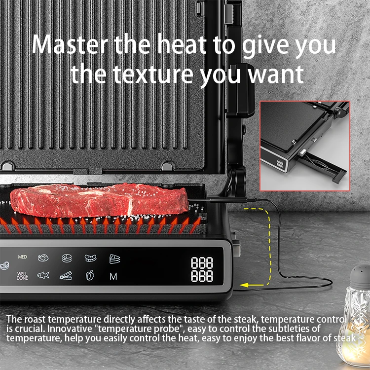 Large Size Steak Griddle Grill Detachable Digital Contact Grill ...