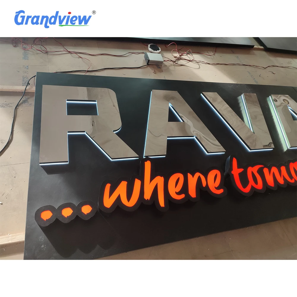 Custom 3d Led Logo Wall Sign For Business Company Modern Office Design ...