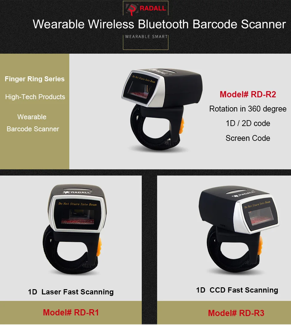 Oem Wearable Mini 2d Ring Barcode Reader Auto-sense Finger Wireless ...