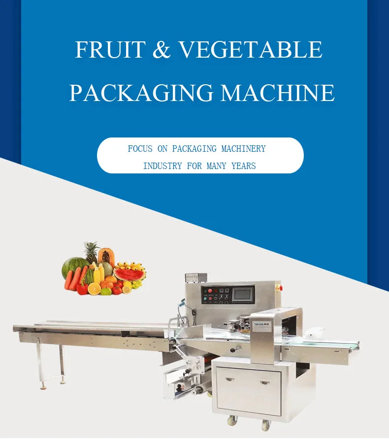 Three Servo Motor Vegetable Packaging Machine Central Bag Packing Machine With Anti-fog Film ...