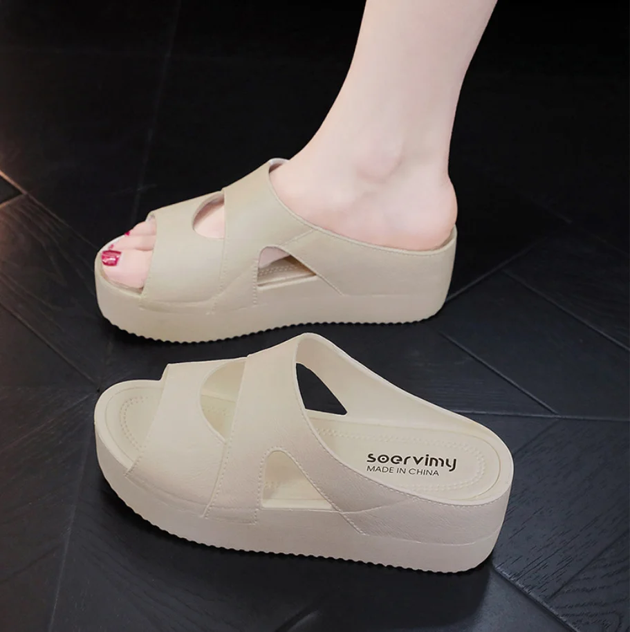 Fashion High Platform Thick Sole Slides Chunky Slip On Women Sandals ...