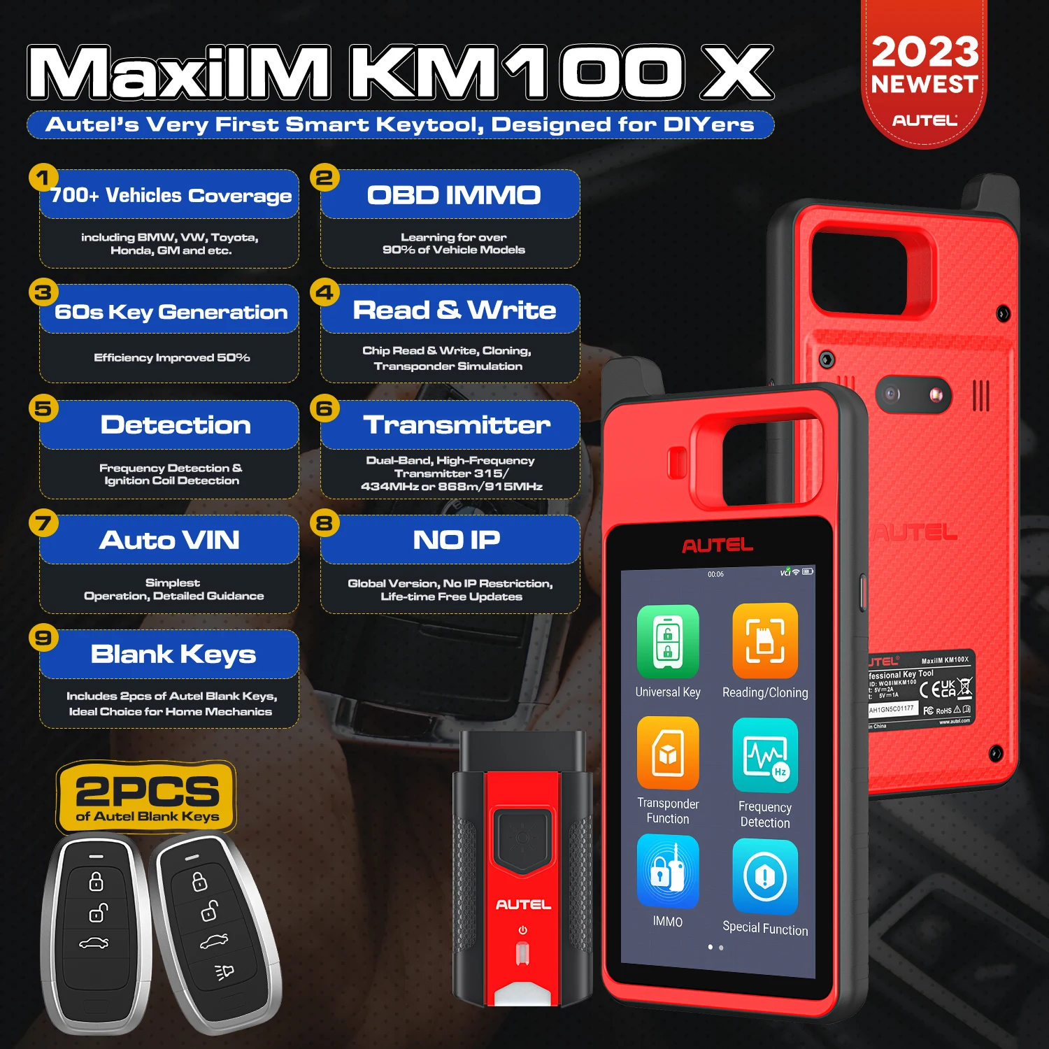 Autel Maxiim Km100 X Altar Km100x Key Programming Machine Code Reader ...