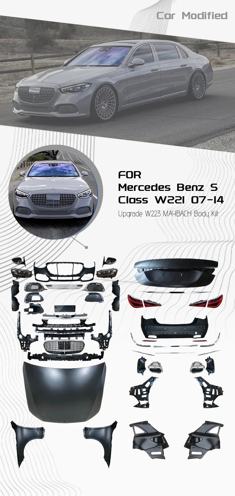 Leishuo Conversion Kit Maybach W221 To W223 For Mercedes Benz S Class ...