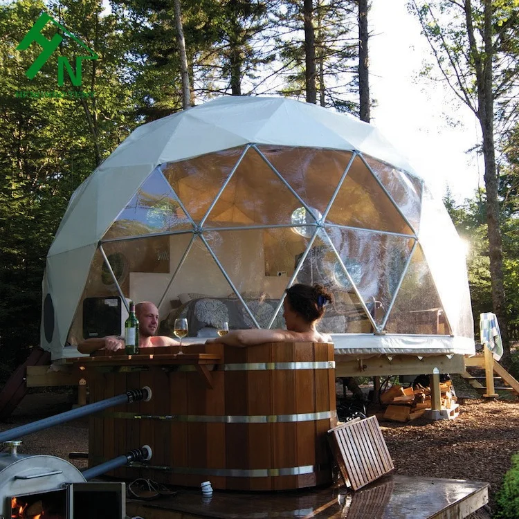 Steel Frame Prefabricated Hemispherical Geodesic Dome Tent For Camping ...