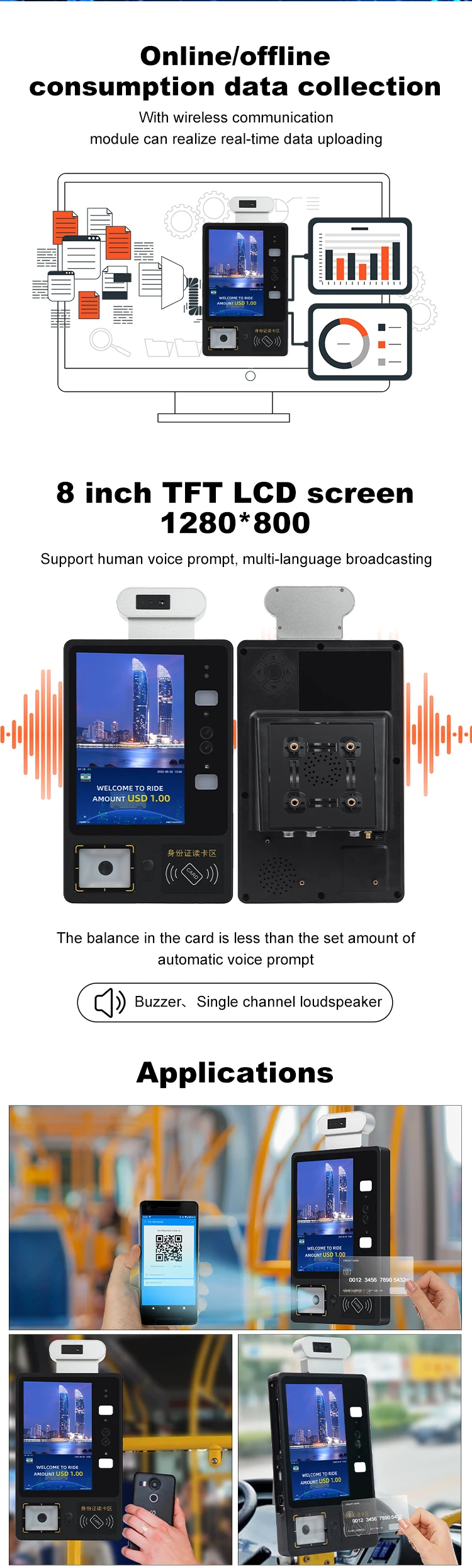 Android Cashless Payment QR Code Scanner Bus Validator Ticket Machine ...