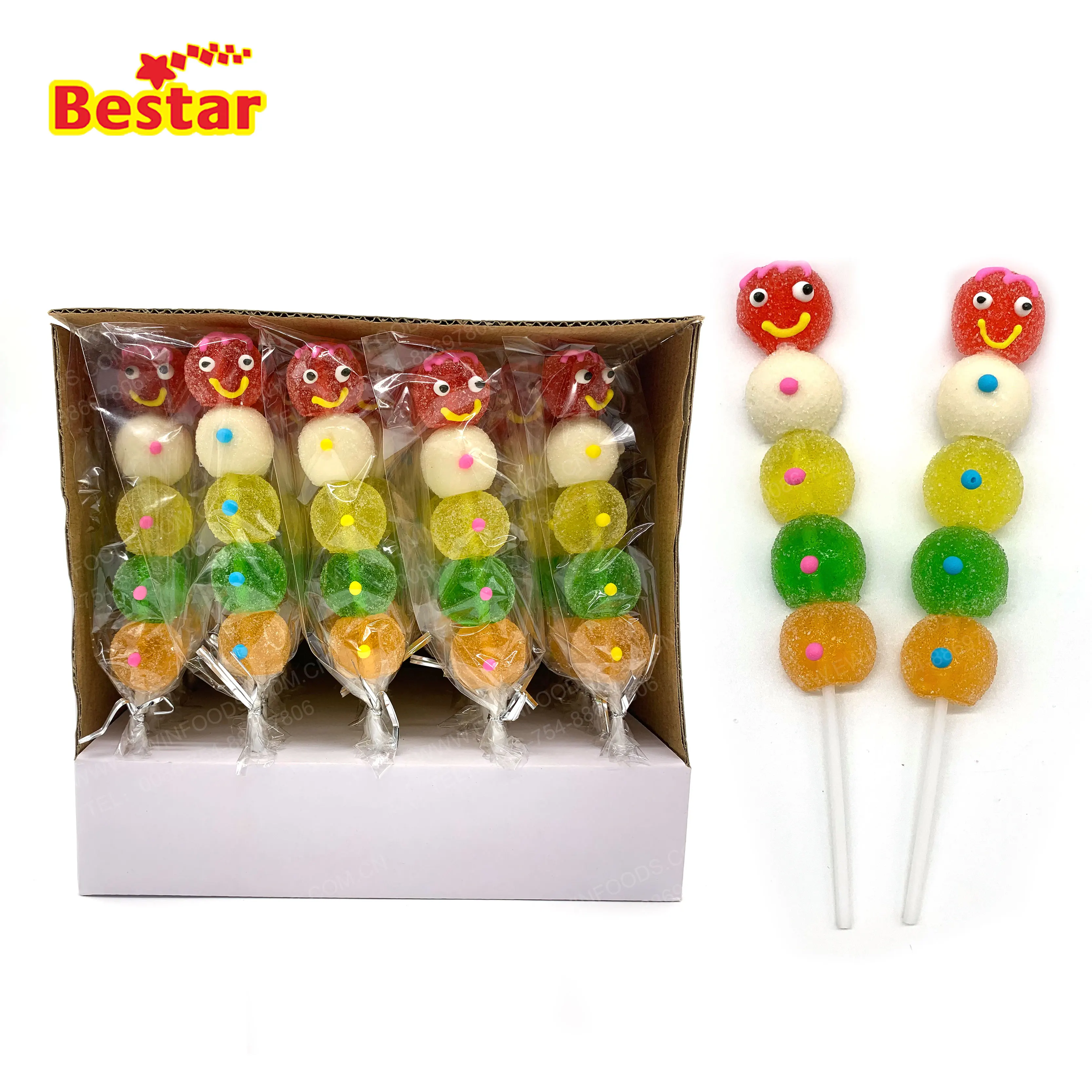 Smiley Shape Fruity Jelly Fudge Gummy Candies Lollipop Candy for Kids ...