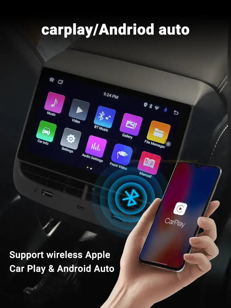 Hansshow Model 3/y Rear Entertainment And Climate Control Touch Screen ...