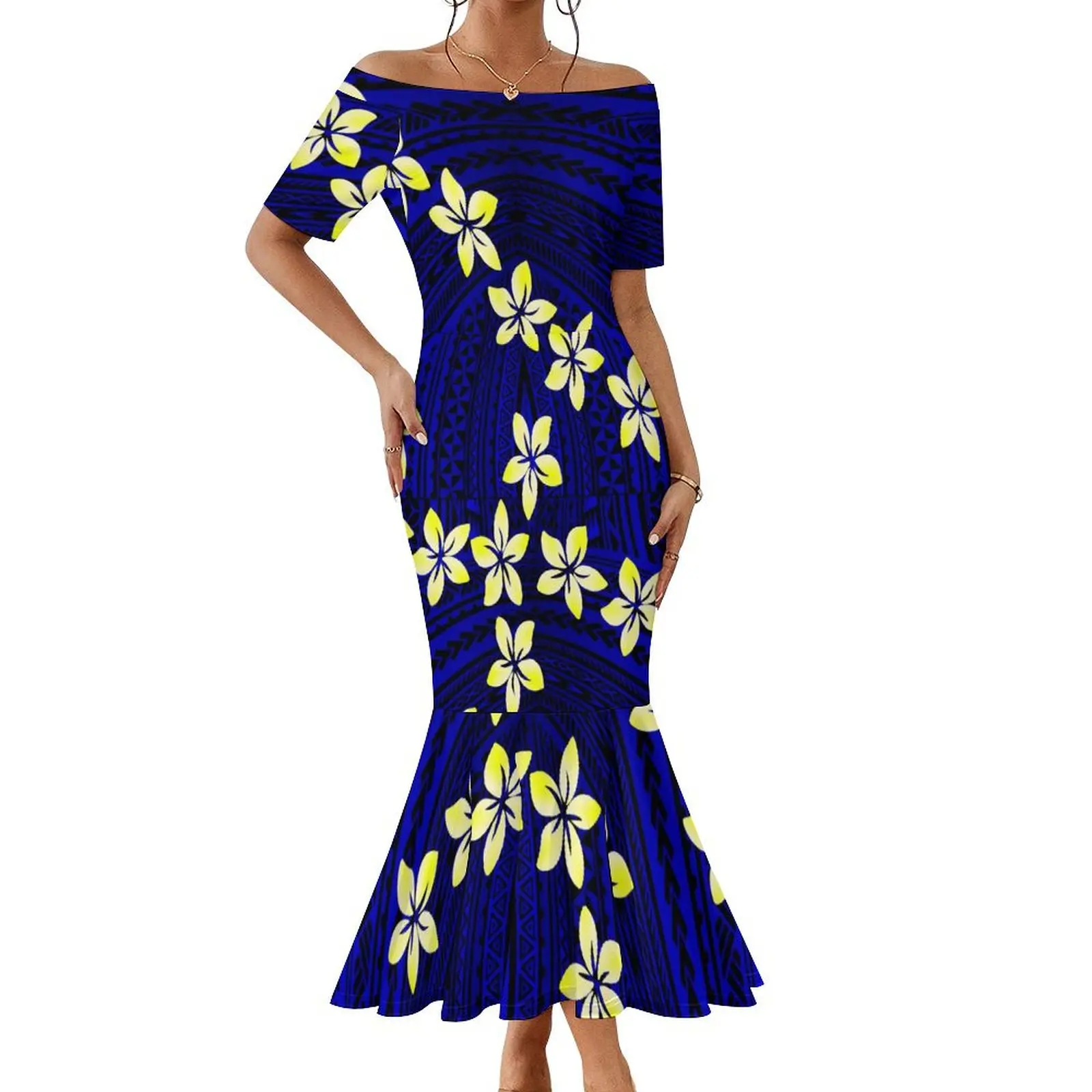 Factory Price Polynesian Elei Tribal Design Custom Evening Party Sexy ...