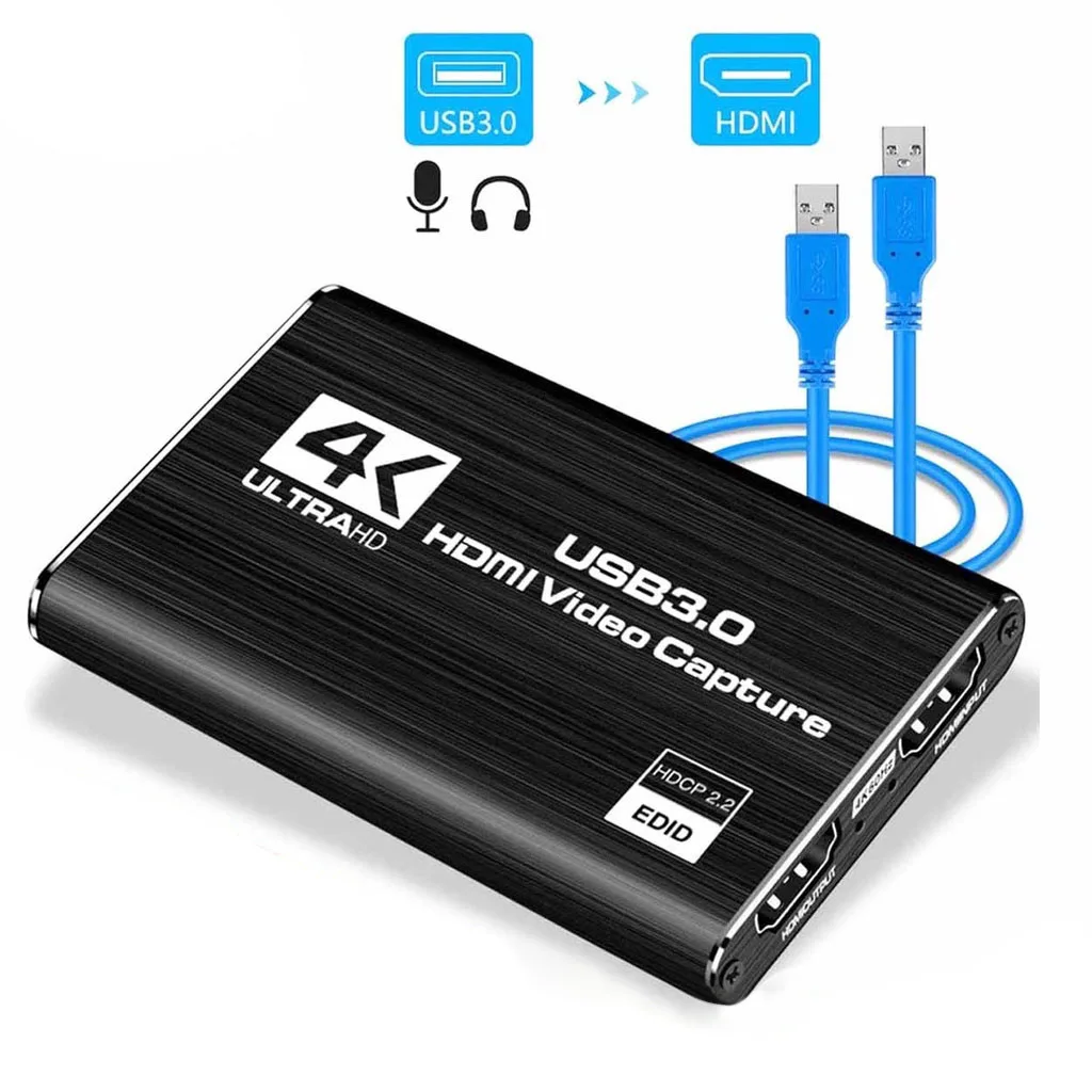 Portable Capture Card 4K 1080P 60fps USB 3.0 to HDMI Audio Video ...