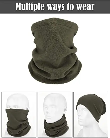 Winter Fleece Neck Gaiter Warmer Face Covering Windproof Half Balaclava ...