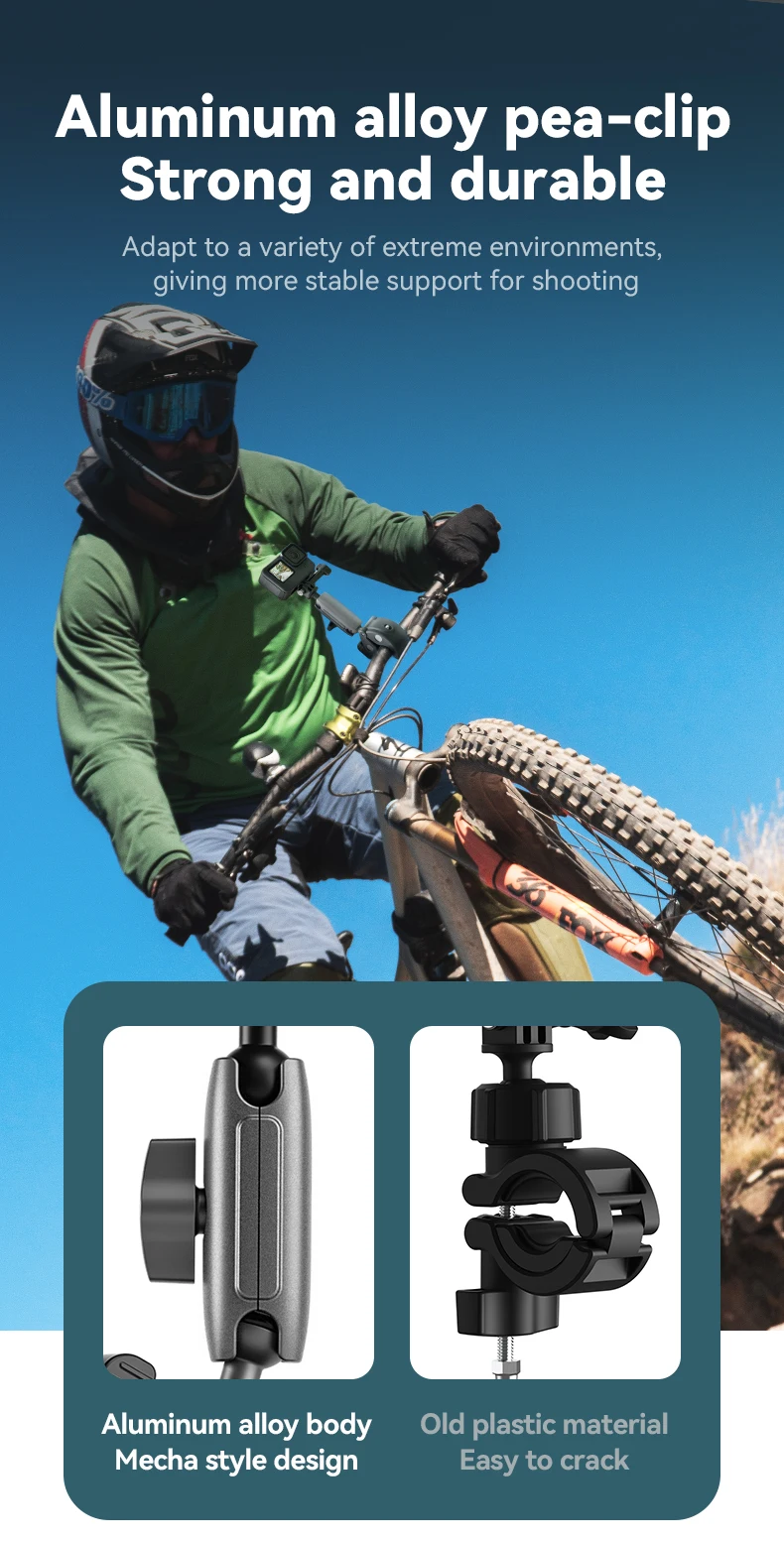 Telesin Super Clamp Bicycle Clip Camera Mount Motorcycle Handlebar ...