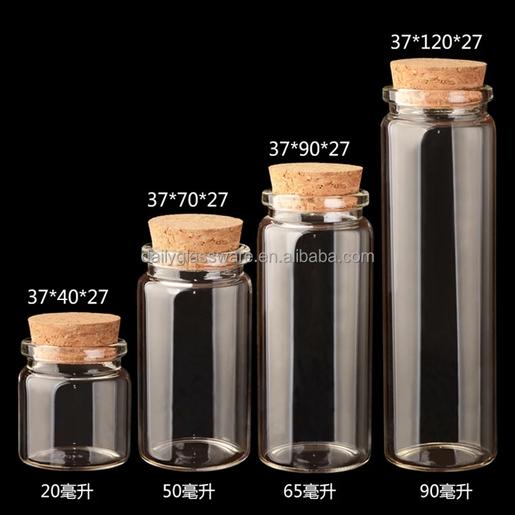 60ml Small Test Tube Glass with Cork Top - Ideal for Labs