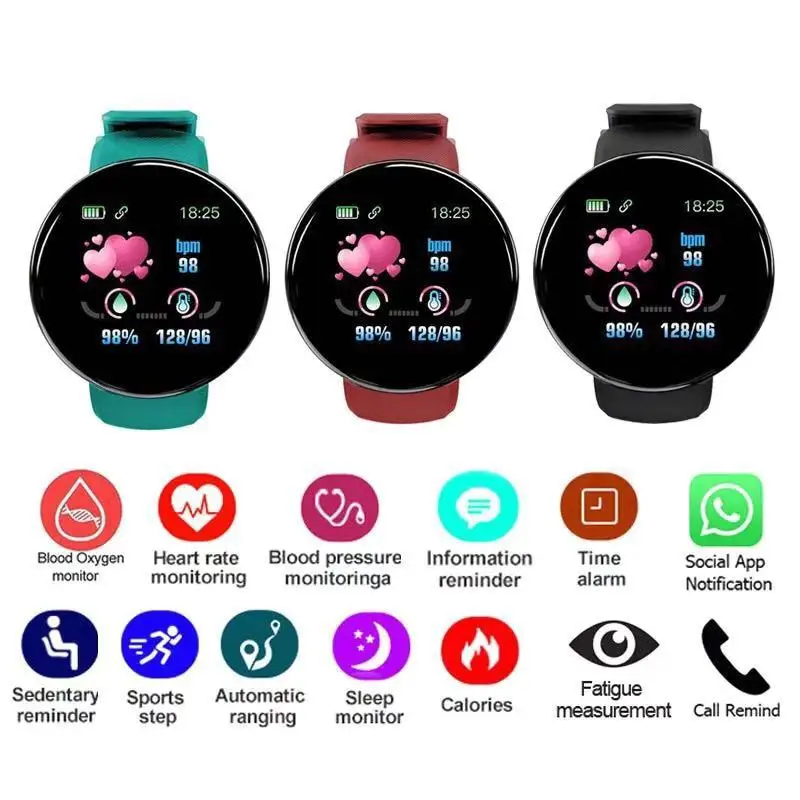 D18 Smart Watch - Blood Pressure Monitoring & Fitness Tracker