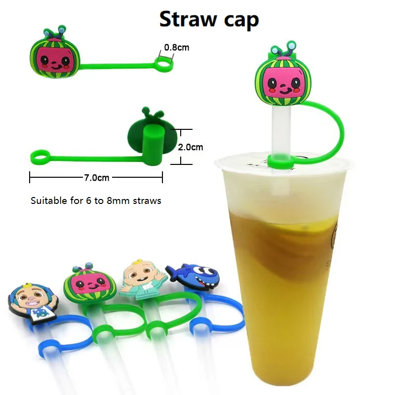 Lovely Milk Tea Cup Series Pvc Soft Rubber Protective Straw Dust-Proof ...