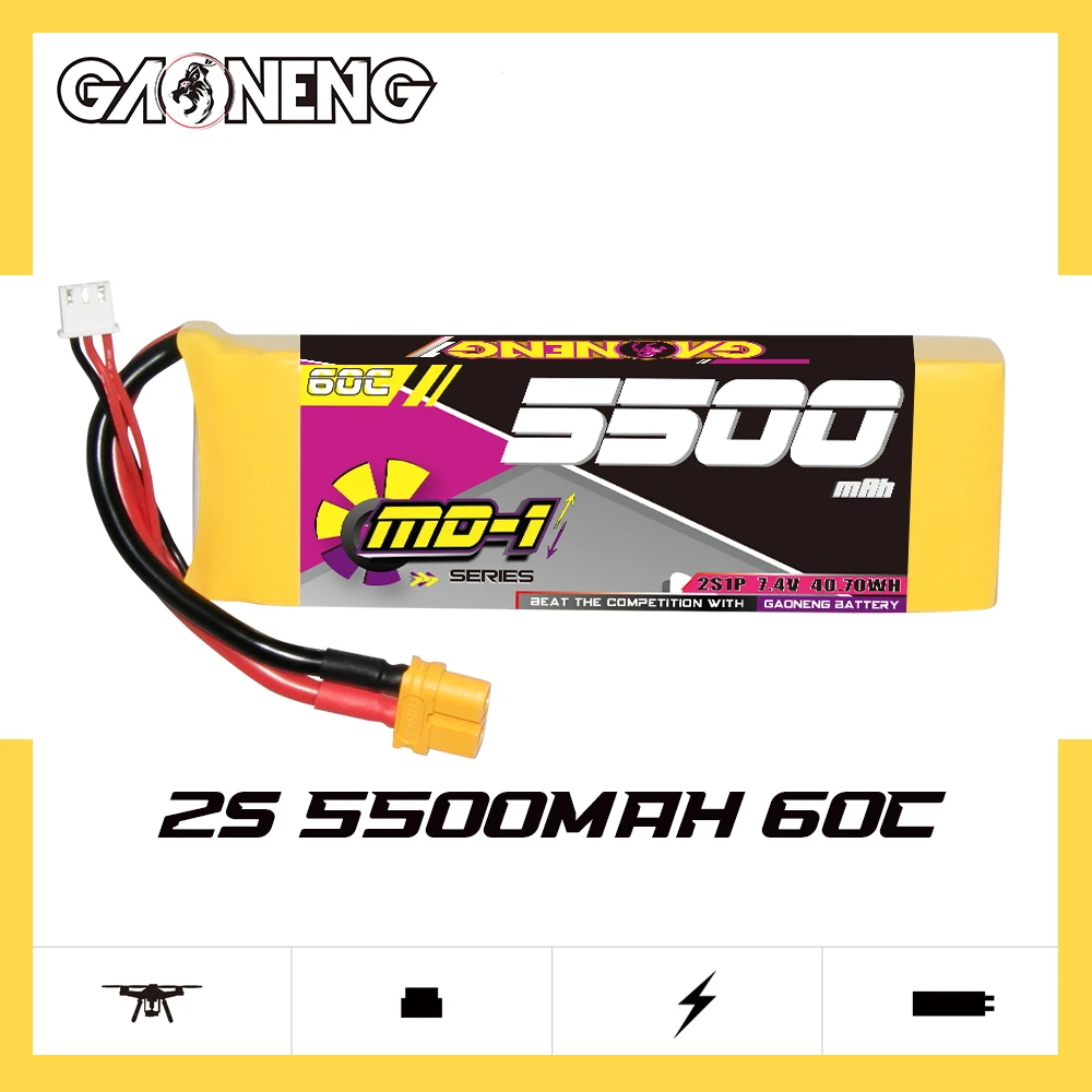 Gaoneng Gnb Md-1 Series 5500mah 2s 7.4v 60c 120c Xt60 Rc Lipo Battery ...