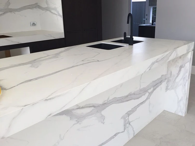 L Shaped Kitchen Island - Prefabricated Quartz Slab