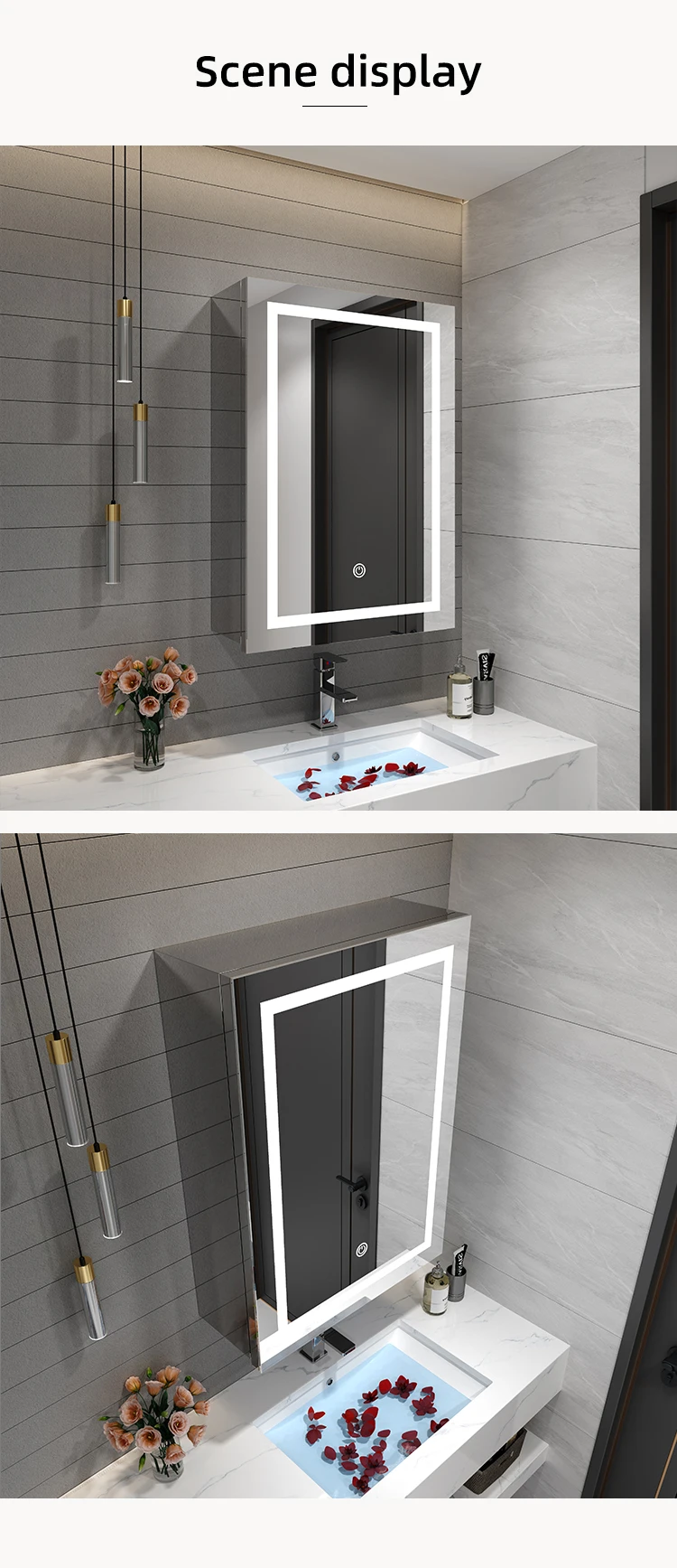 Bathroom Smart Mirror Cabinet Manufacturer Touch Screen Led Lighted ...