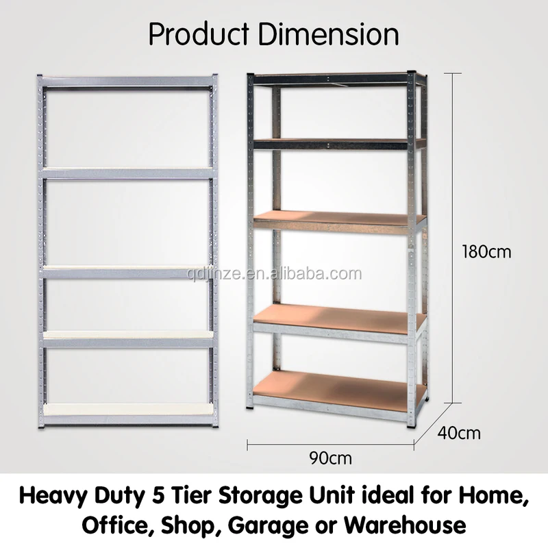 5 Shelf Adjustable Storage Rack - Galvanized Steel 180x90cm