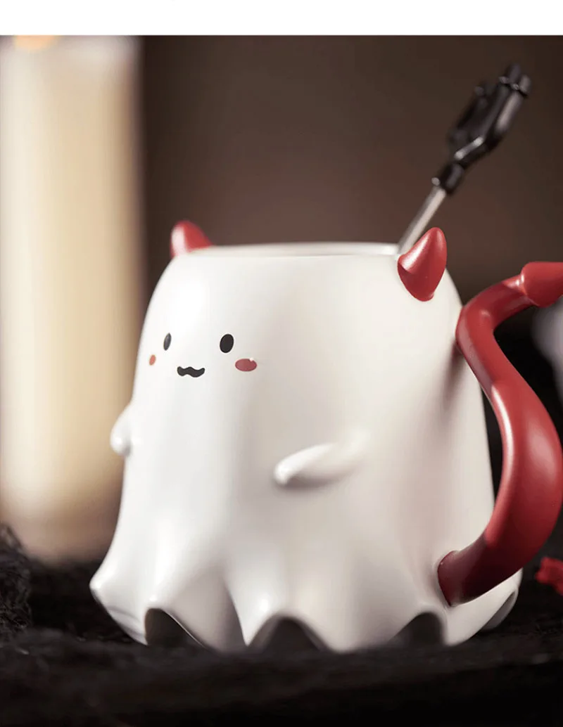 Halloween Cup Elf Devil with Stirrer - Ceramic Coffee Mug