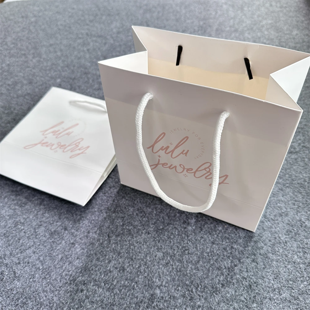 Eco Friendly Custom White Paper Shopping Bag With Die Cut Handle,Small ...