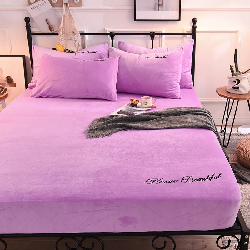 Warm Thickened Crystal Embroidered Flannel Bedspread Single Piece ...