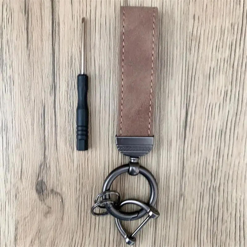 Customized Embossed Logo Suede Keychain - High Grade