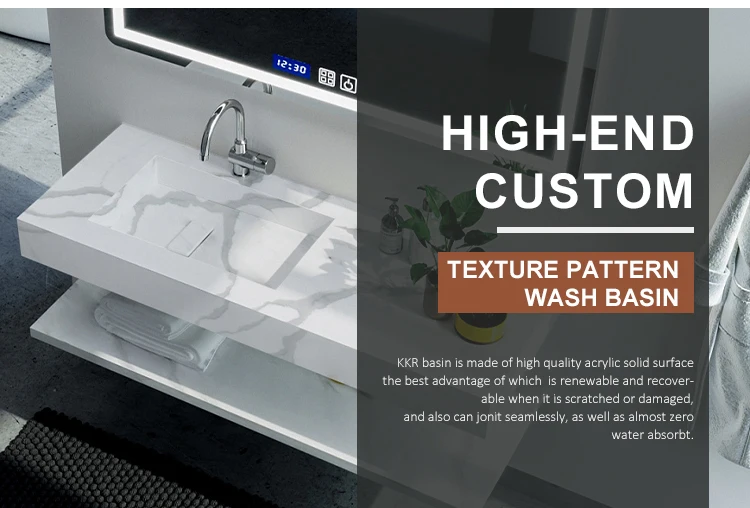 Kkr Marble Texture Wall Hung Basin Double Sink Commercial Hotel ...